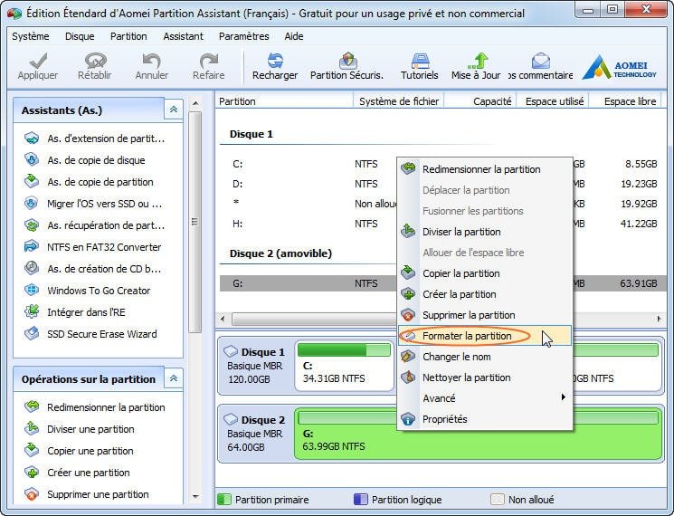 Causes et solutions : Impossible de formater une partition de disque dur